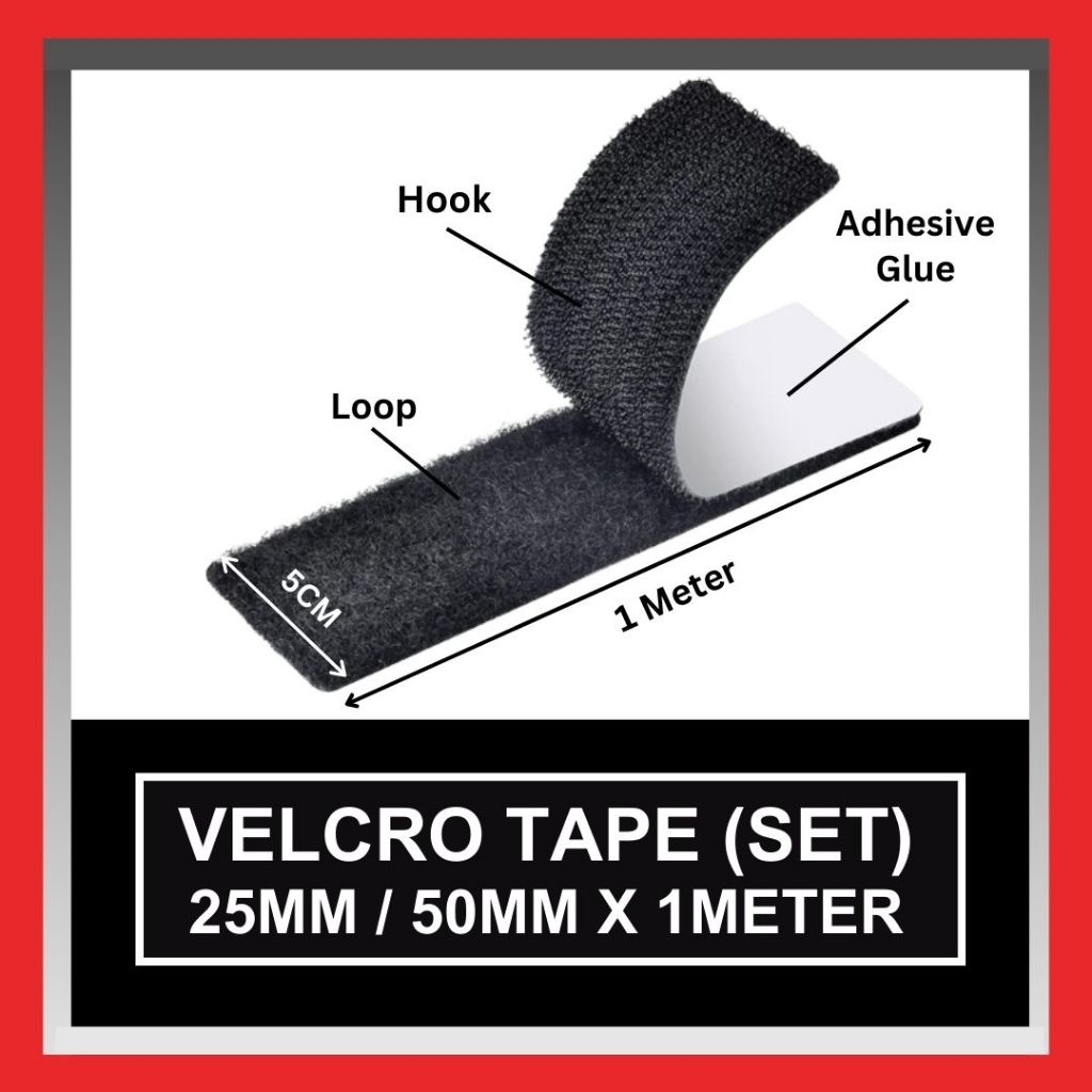 Velcro Tape with Double Side Gam/ Tiada Gam ( Magic Tape) 25mm / 50mm x ...