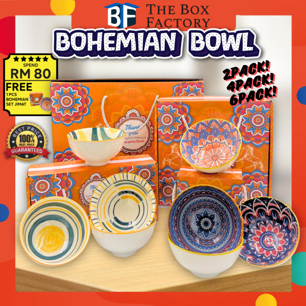 TBF Bohemian Rice Bowl Set Ceramic Bowl Mangkuk Keramik Soup Bowl ...