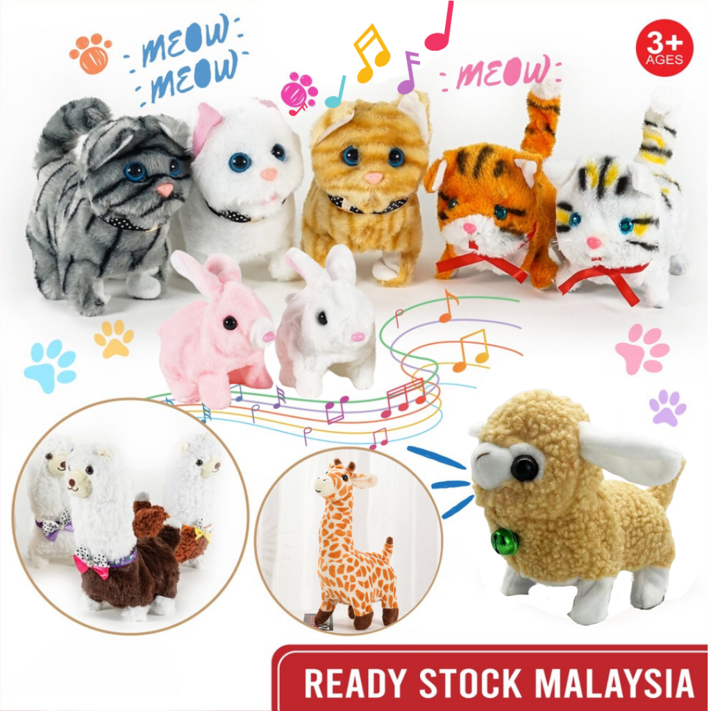 Children Electronic Walking Plush Cat Robot Toy Rabbit Walking Toy ...