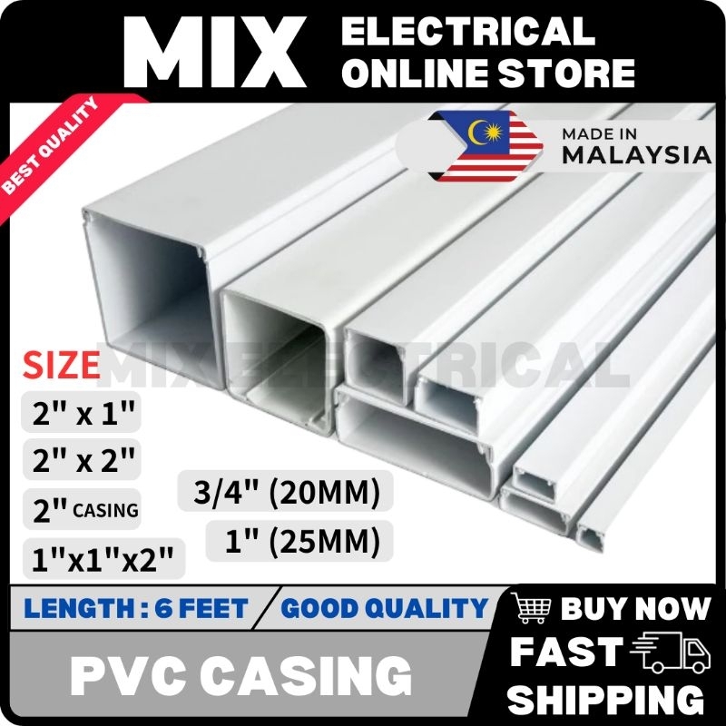 6FT PVC Wiring Casing Electrical Casing Trunking Wire Casing Elektik ...