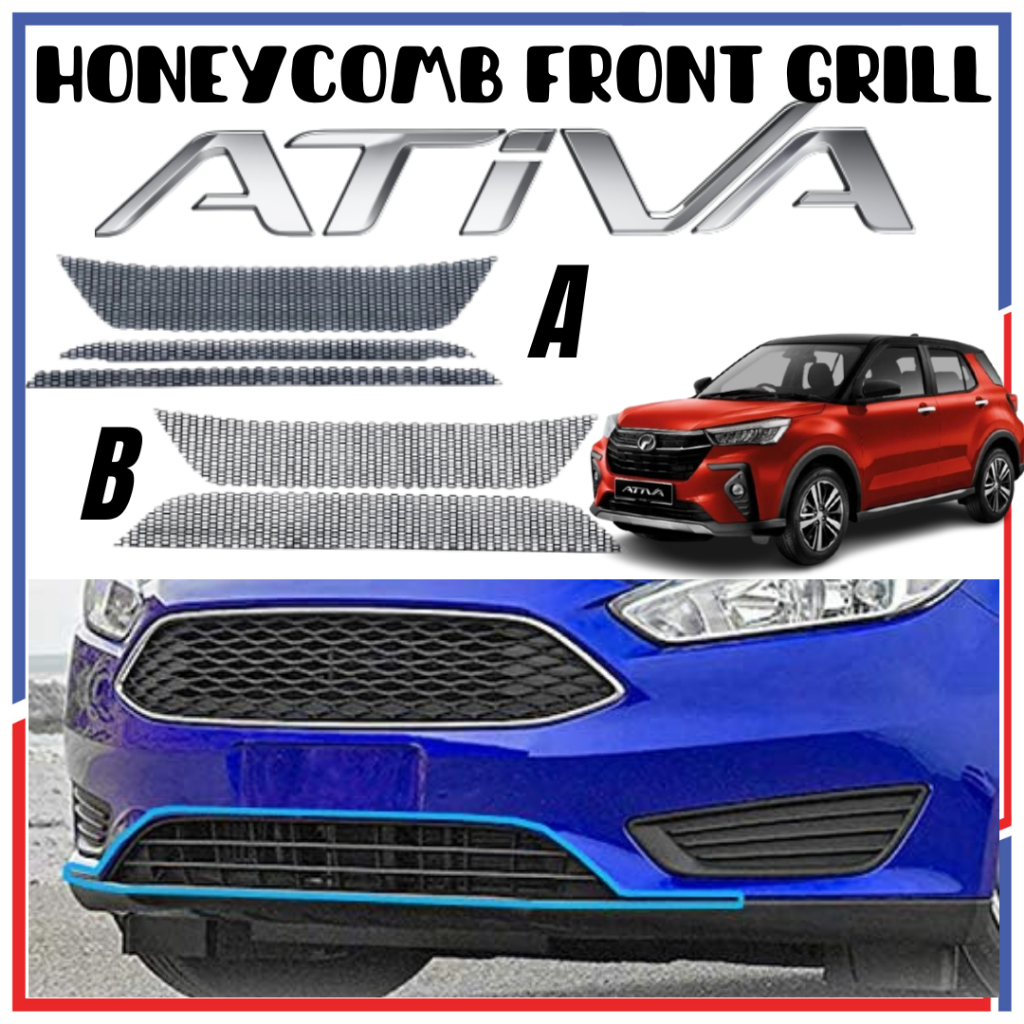 Perodua Ativa Ready Cut Honeycomb Grill Full Set Top Bottom | Shopee ...
