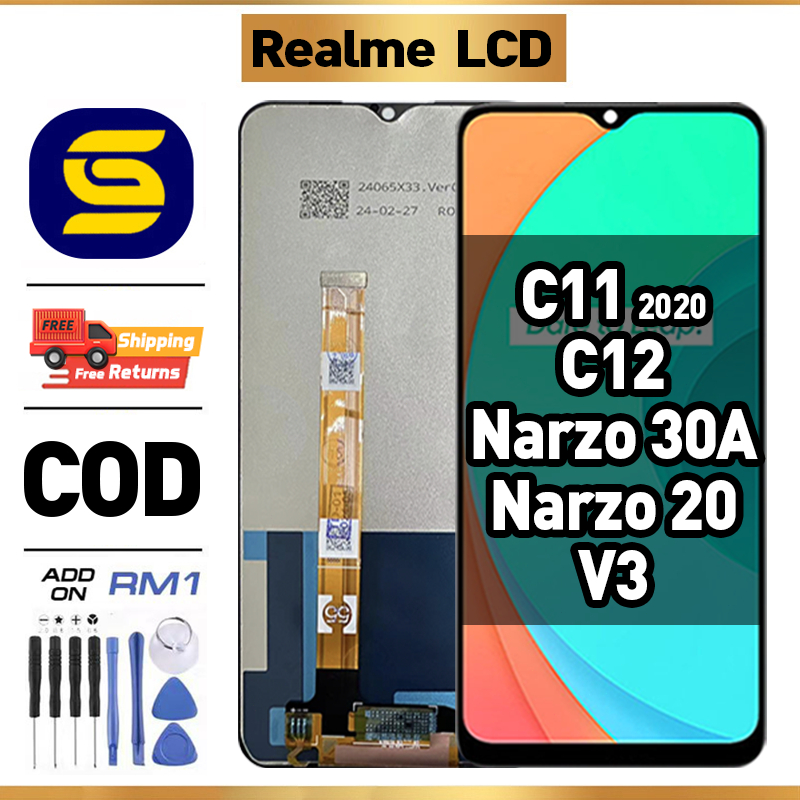 LCD REALME C12/ C11 2020/ Narzo 30A/ Narzo 20/ V3 Compatible For Glass Original Touch Screen ...