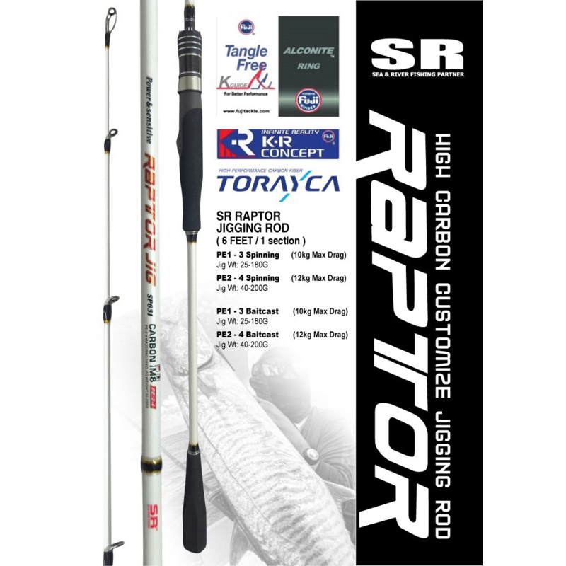 NEW 2024 SR RAPTOR CARBON IM8 SPINNING N CASTING JIGGING ROD | Shopee ...