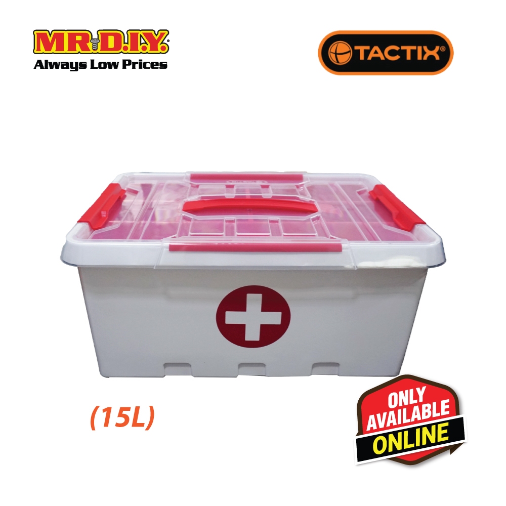 TACTIX Large Clear Household Medicine Container Storage Box 320268 (15L ...