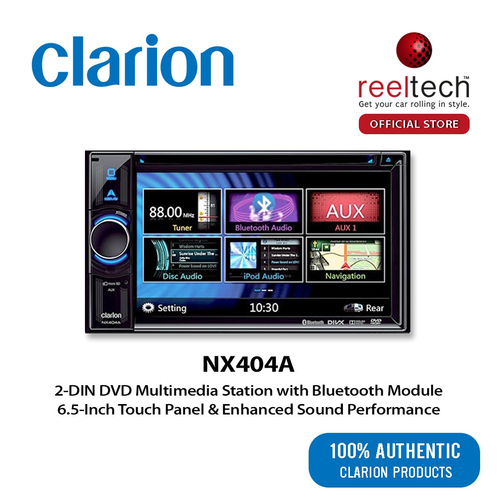 Clarion NX404A Double Din DVD CD Media Receiver USB Bluetooth Micro SD ...