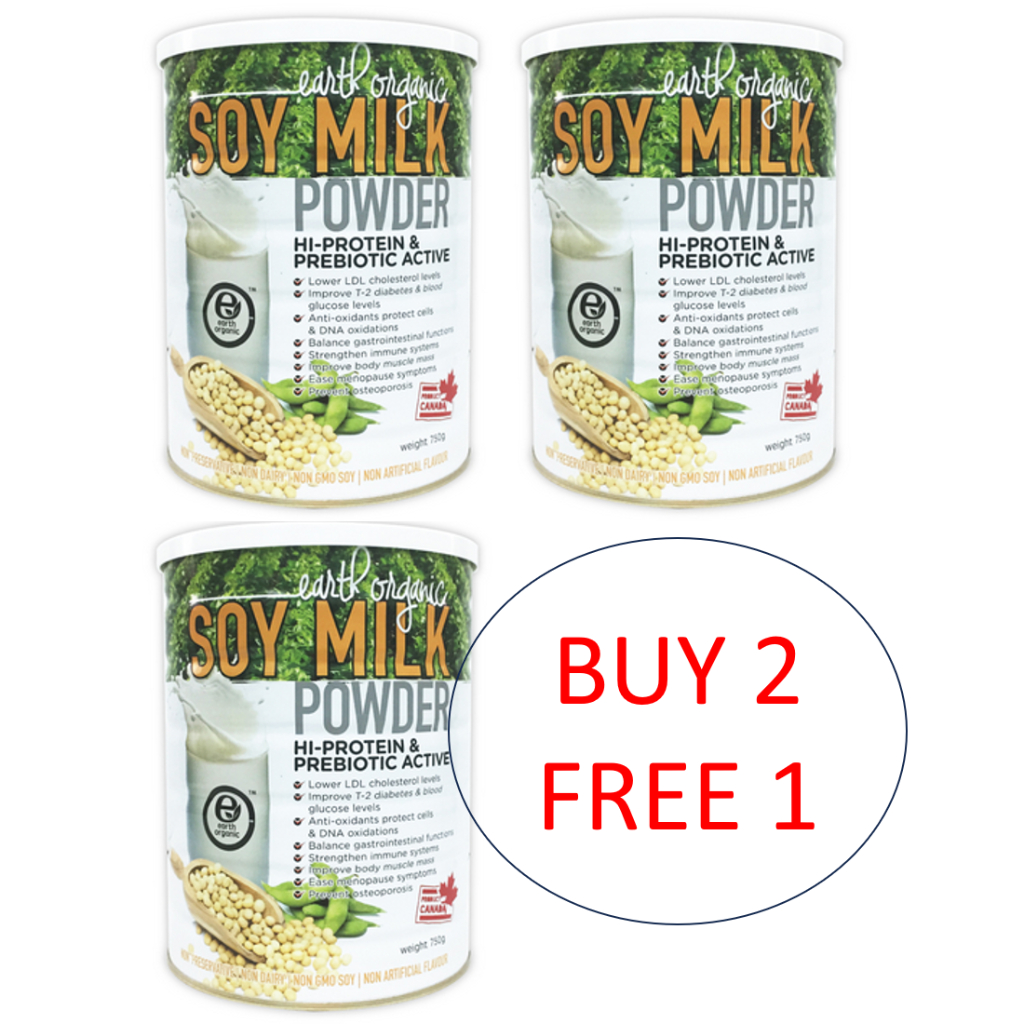 BUY 2 FREE 1 Earth Organic Soy Milk Powder (Hi Protein & Prebiotic ...