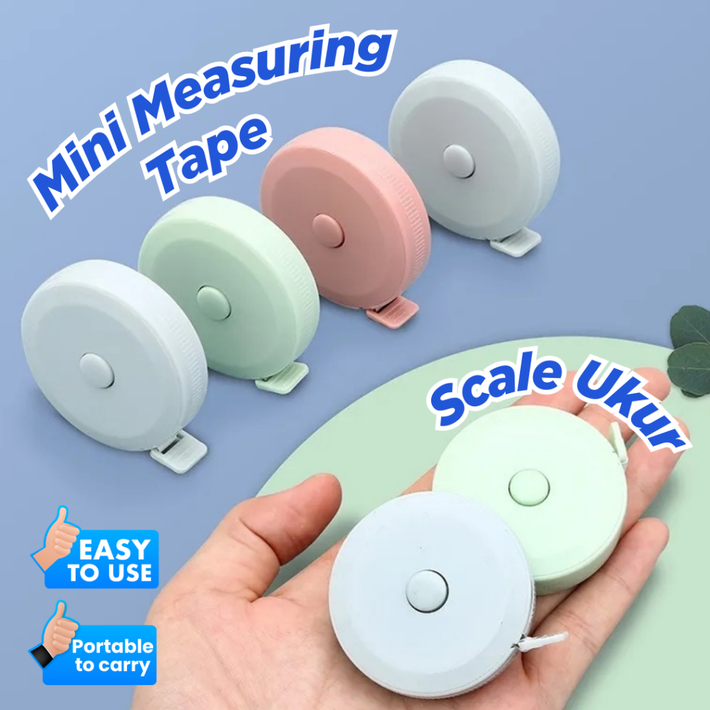 Mini Measurement Cloth Tape Easy Auto Retract Button Alat Jahitan Tali ...
