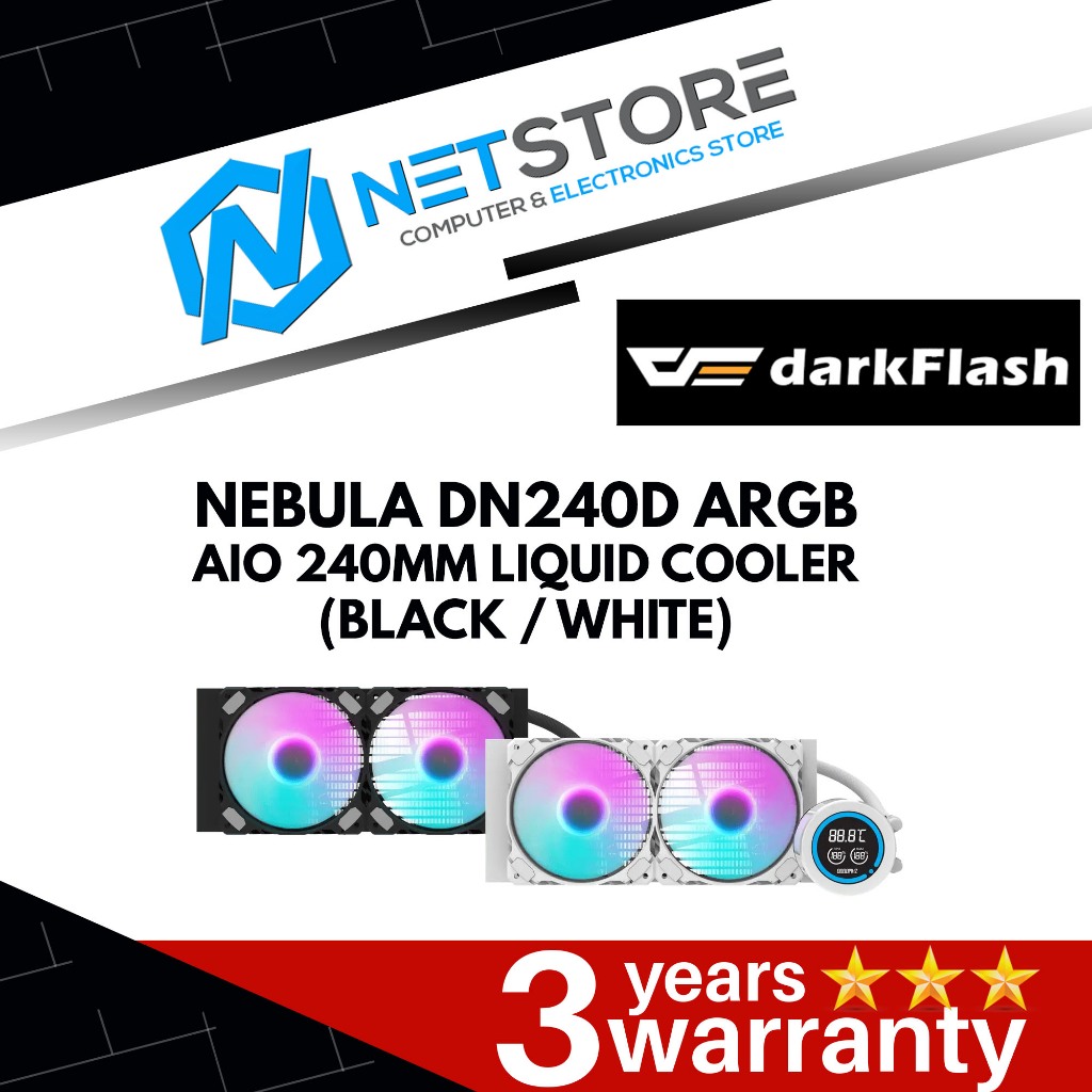 DARKFLASH NEBULA DN240D ARGB AIO 240MM LIQUID COOLER (BLACK / WHITE ...