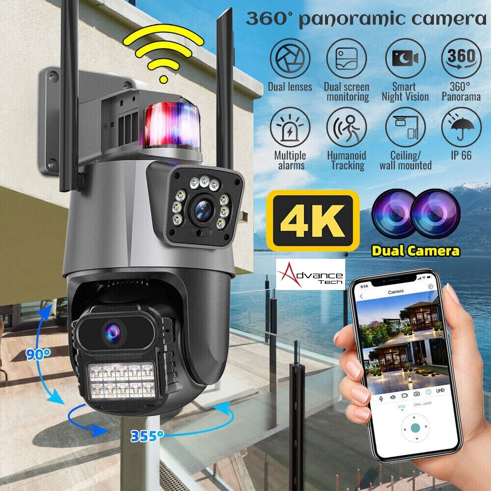 ICSee Dual Lens WiFi IP Camera Wireless Outdoor CCTV PTZ Home Security ...