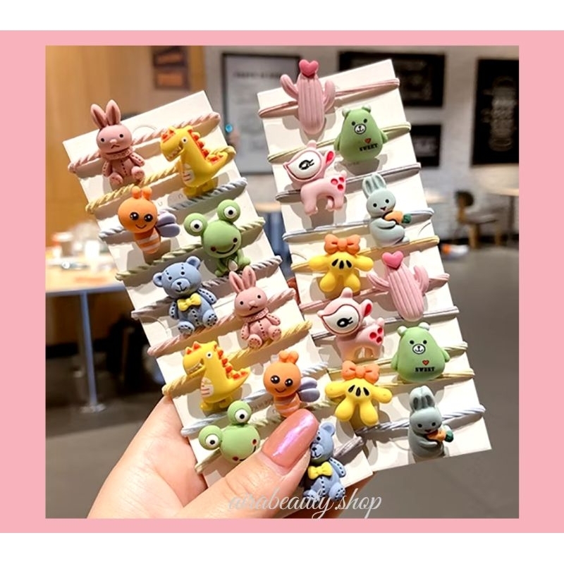 airabeauty.shop 6 pcs/set Kids Cute Hair Band Random Design Getah ...
