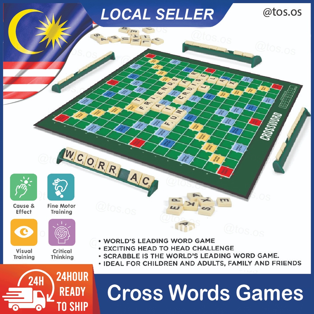 ORIGINAL Scrabble Cross Words Games Word Forming Board Game Educational ...