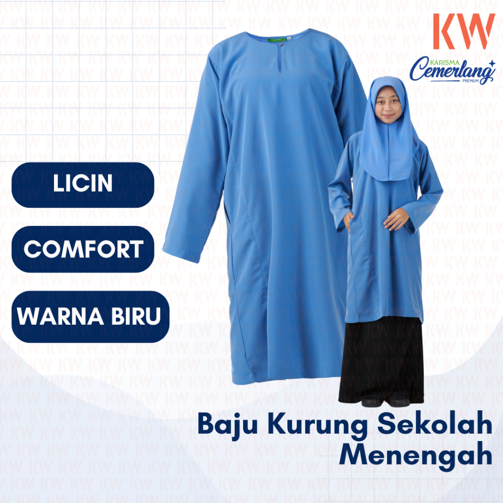KC Baju Kurung Sekolah Uniform Biru Licin Koshibo School Uniform Pra ...