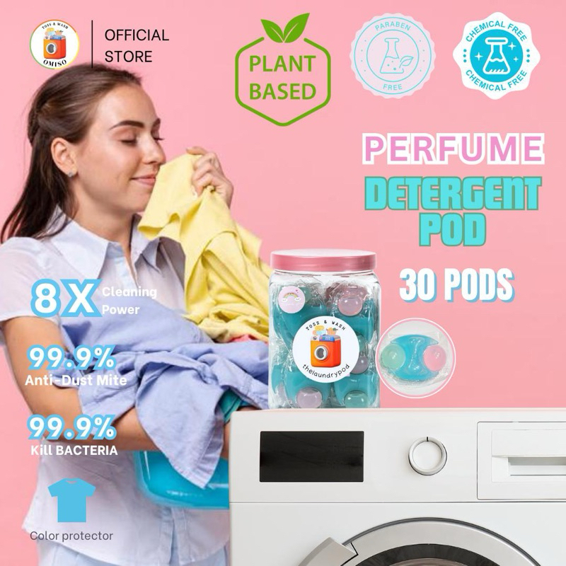 Omiso Perfume Scented Laundry Detergent Biodegradable (15g x 30pods ...