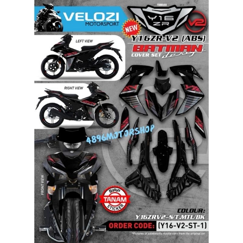 VELOZI Y16 V1 V2 Y16ZR ABS COVER SET BATMAN PURBA HITAM MERAH PURPLE ...