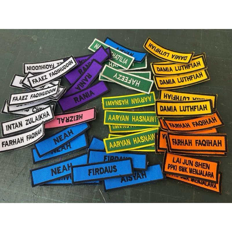 Pre order Name tag sulam untuk sekolah.. | Name tag embroidery for ...