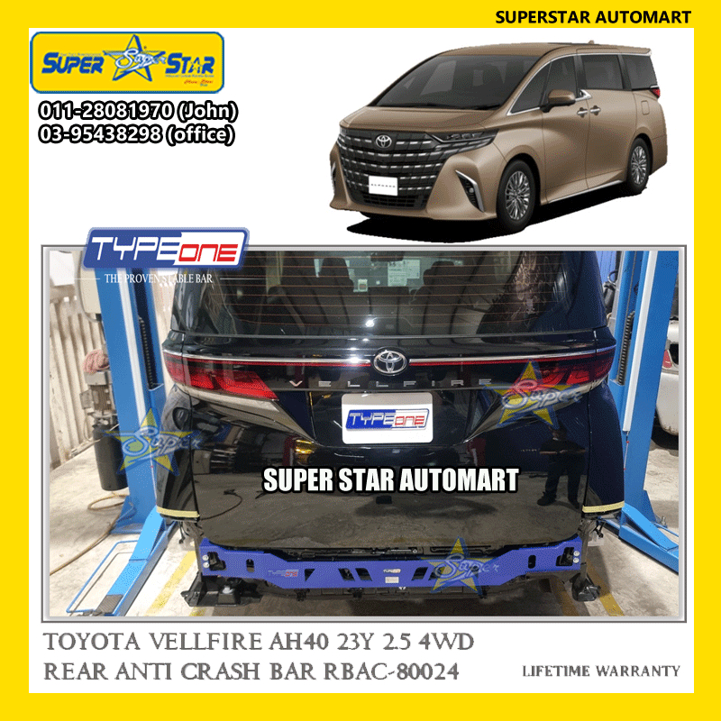 TYPE ONE REAR BUMPER ANTI CRASH BAR TOYOTA ALPHARD / VELLFIRE AH40 2024 ...