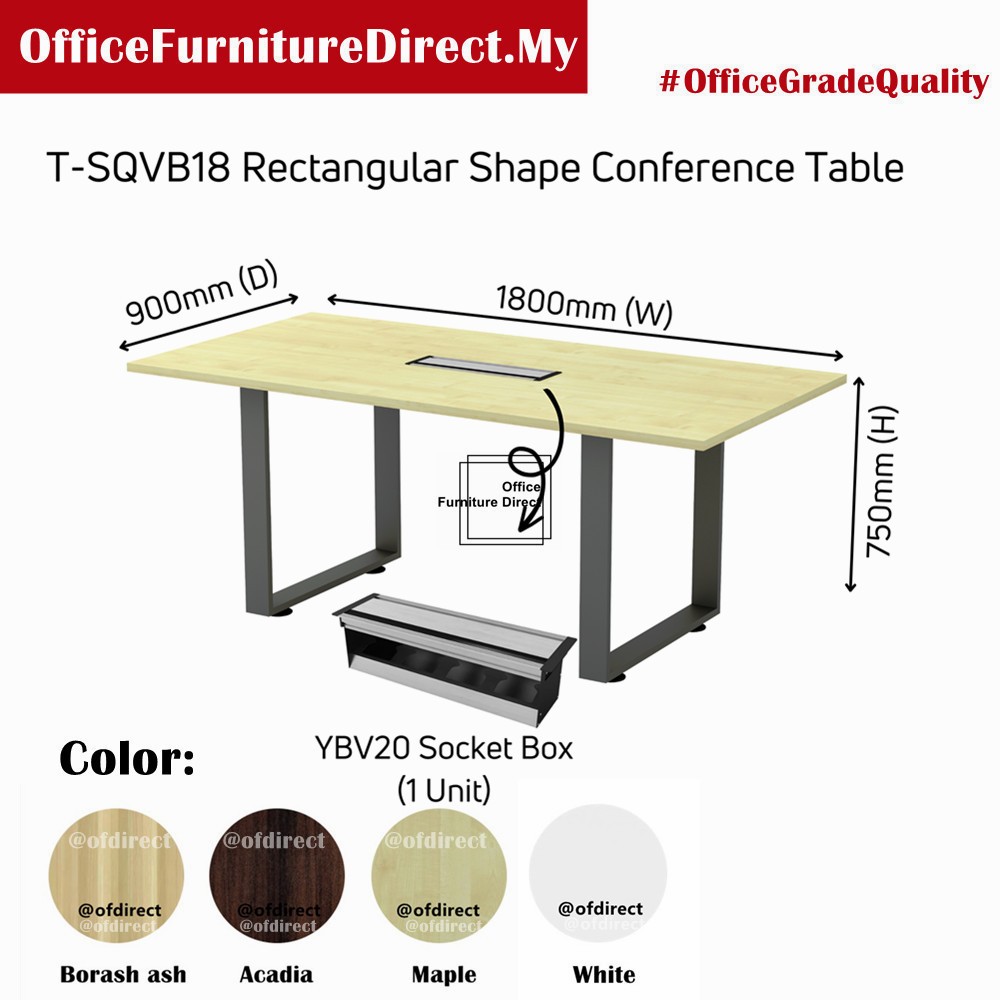 180x90cm 6 pax Rectangular Shape Meeting Table SQ82 Square Leg O Leg ...