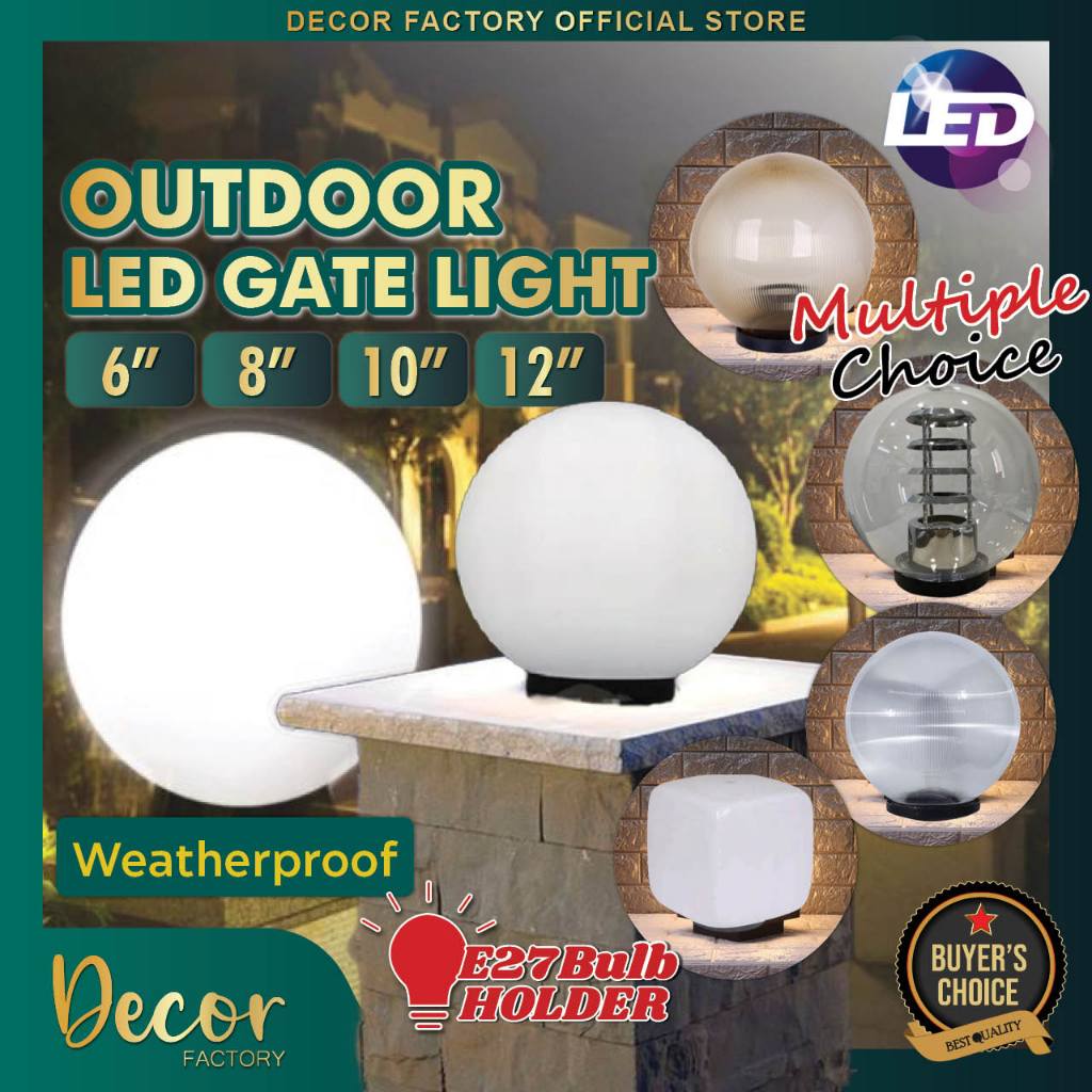 Outdoor Gate Light Globe Light OPAL Weather Proof E27 Holder Outdoor ...