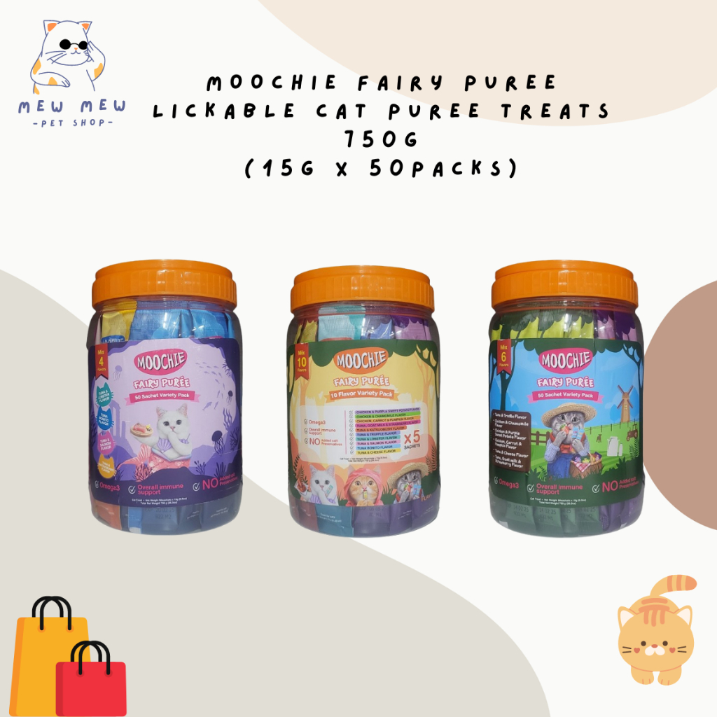 Fairy Puree Lickable Cat Puree Treats 50 Sachet Variety Pack 750g(15g x 50packs) | Shopee Malaysia
