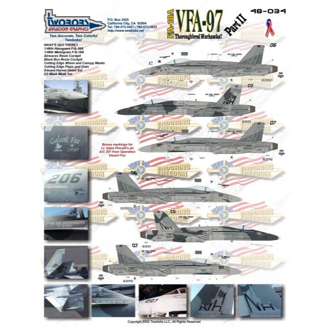 TwoBobs Aviation Graphics 48-034 decal 1/48 F/A-18A VFA-97 Thoroughbred ...
