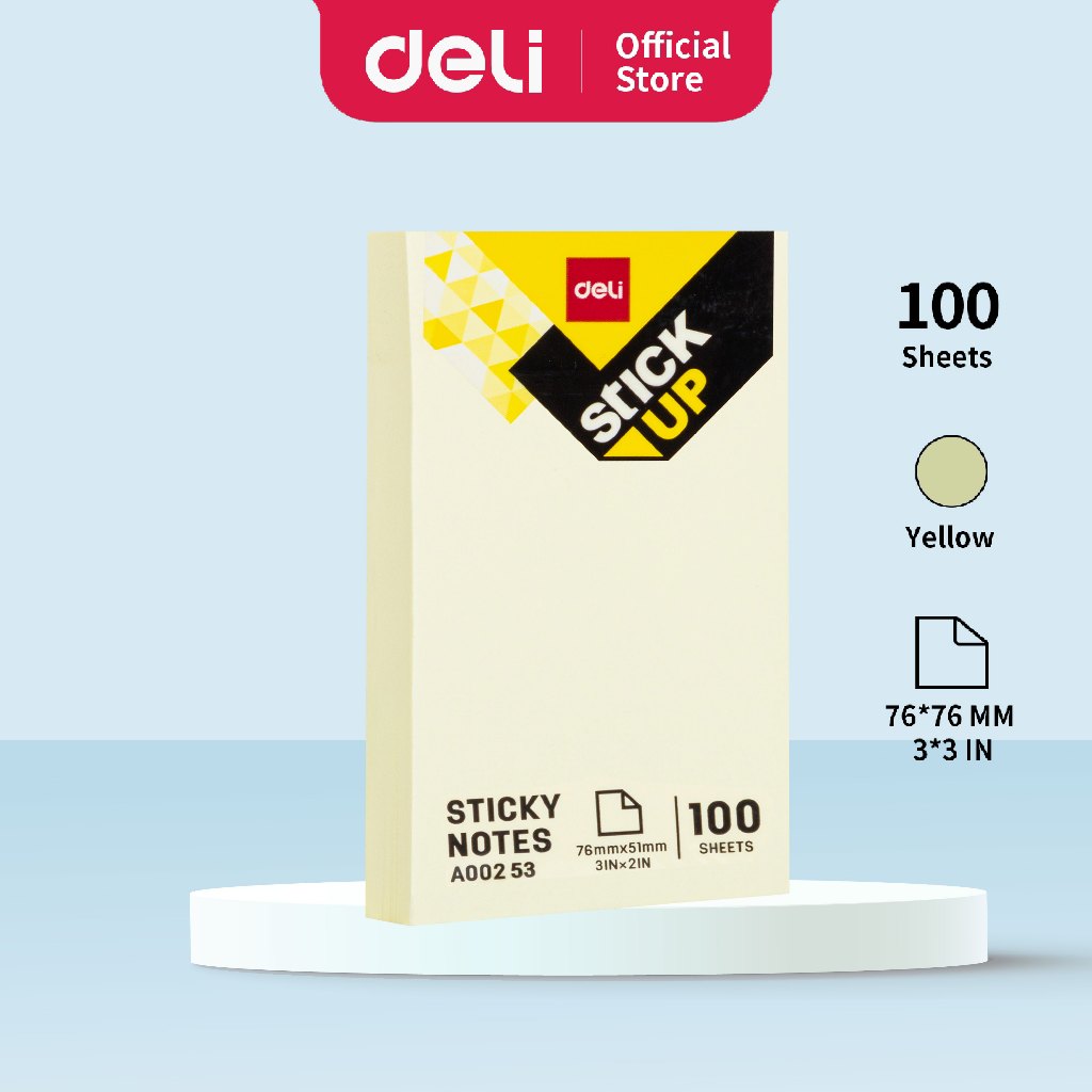 Deli Stick Up Sticky Note - Yellow 76x51mm (100pcs) | Shopee Malaysia