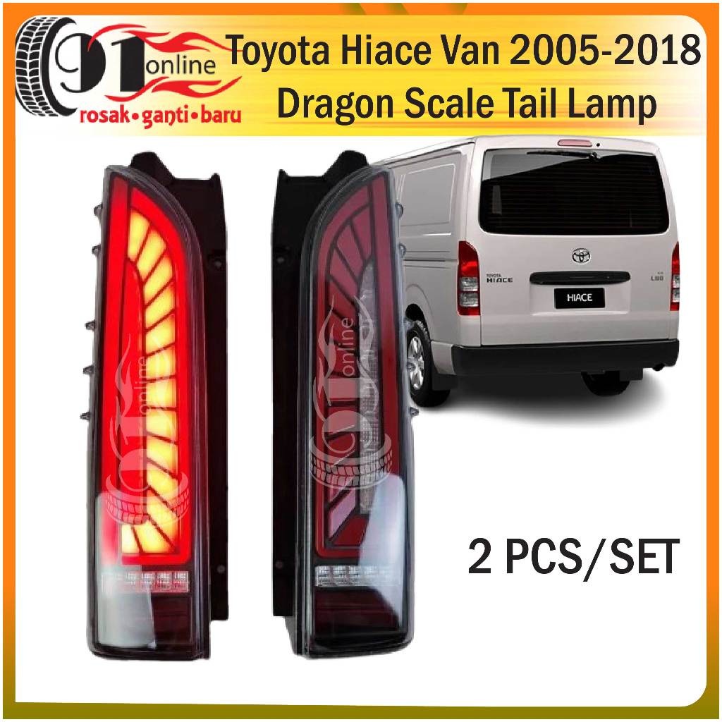 Toyota Hiace Van 2005 - 2018 Dragon Scale Tail Lamp With Signal Running ...