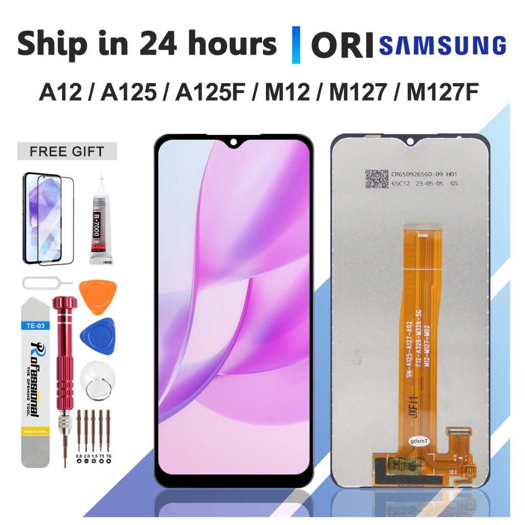 Original LCD Samsung A12/A125/A125F/M12/M127/M127F Frame Display ...
