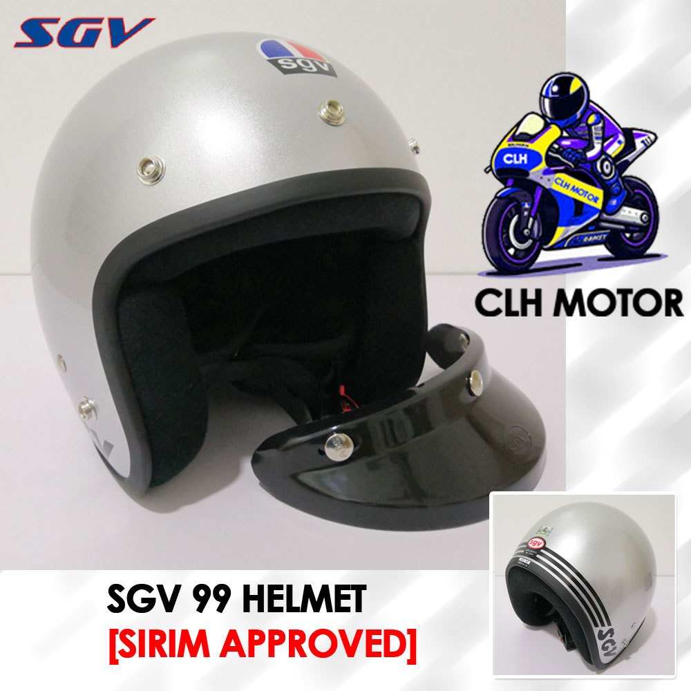 [Sirim Approved] SGV 99 HELMET-SILVER COLOR | Shopee Malaysia