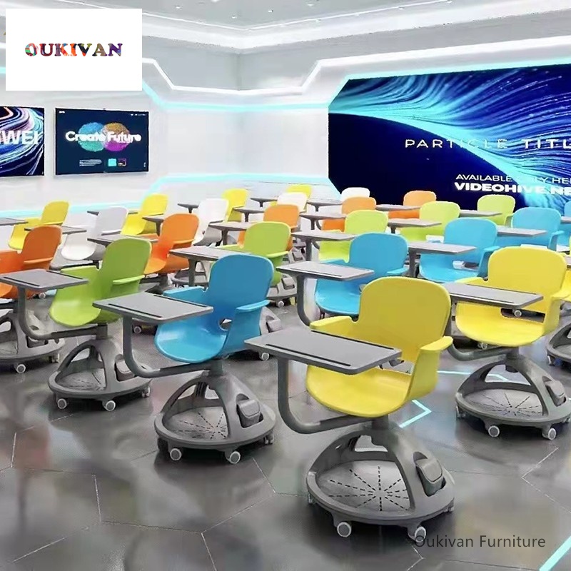 Portable Training Chair Meeting Office Chair with Table Top Storage ...