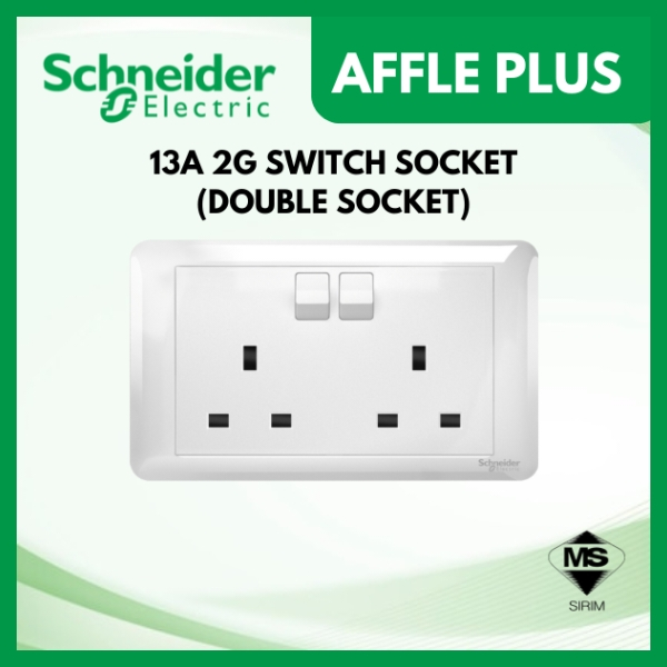 Schneider Affle Plus 13A 2G Double Switch Socket Outlet (WHITE ...