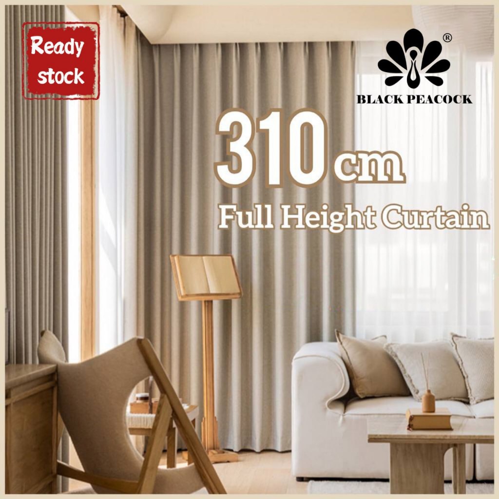 BlackPeacock【Stok Sedia】Langsir Blackout 90%-99% /Langsir Tinggi 310cm ...