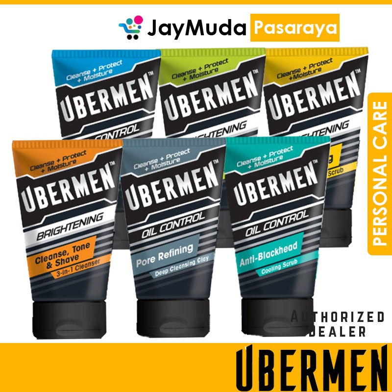 UberMen Cleanser Scrub 100ml Oil Control Brightening Hydra Energise ...