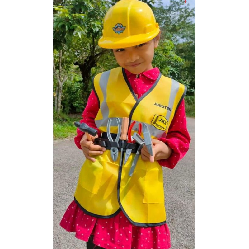 Baju Kerjaya Vest Kuning Kanak-Kanak Topi Keras B dak- dewasa | Shopee ...