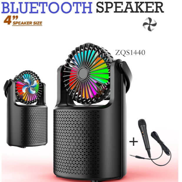Bluetooth Speaker Wireles with FM Radio LED Portable Fan Subwoofer ...