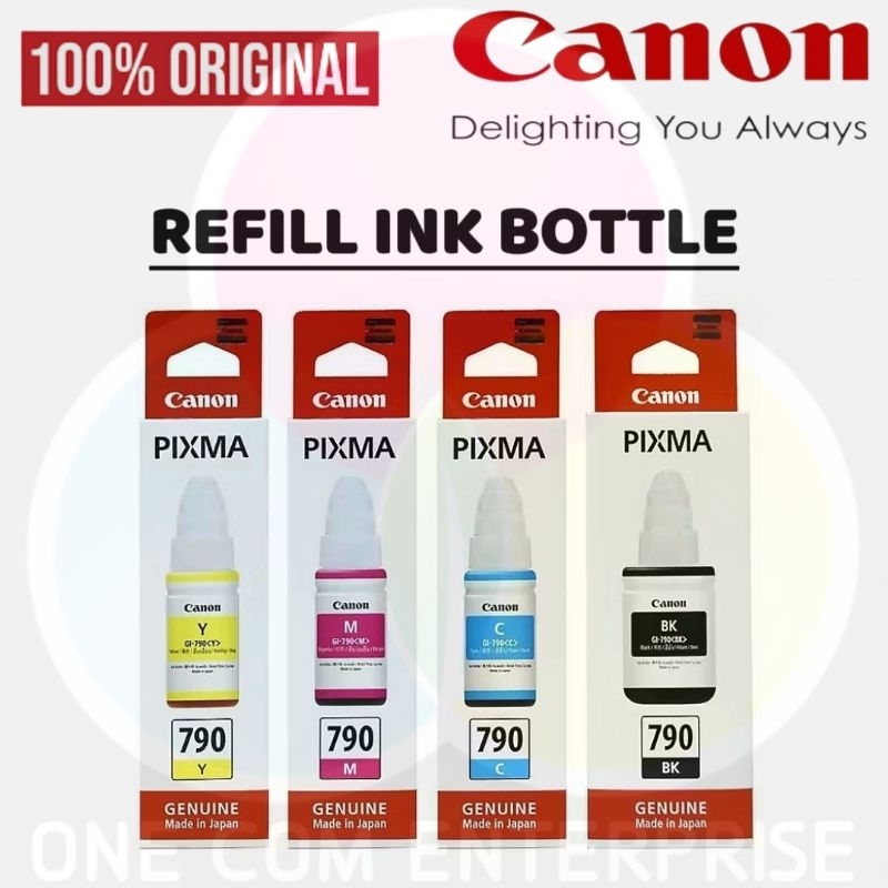 CANON PIXMA GI-790 REFILL INK BOTTLE BLACK CYAN MAGENTA YELLOW 100% ...