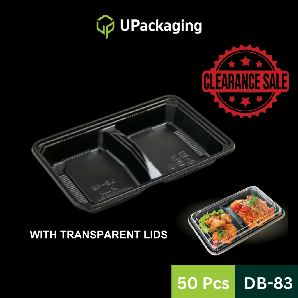 [50 Pcs] 2 COMPARTMENTS LUNCH BOX LB-12 with Lid 2 Compartment Plastic ...
