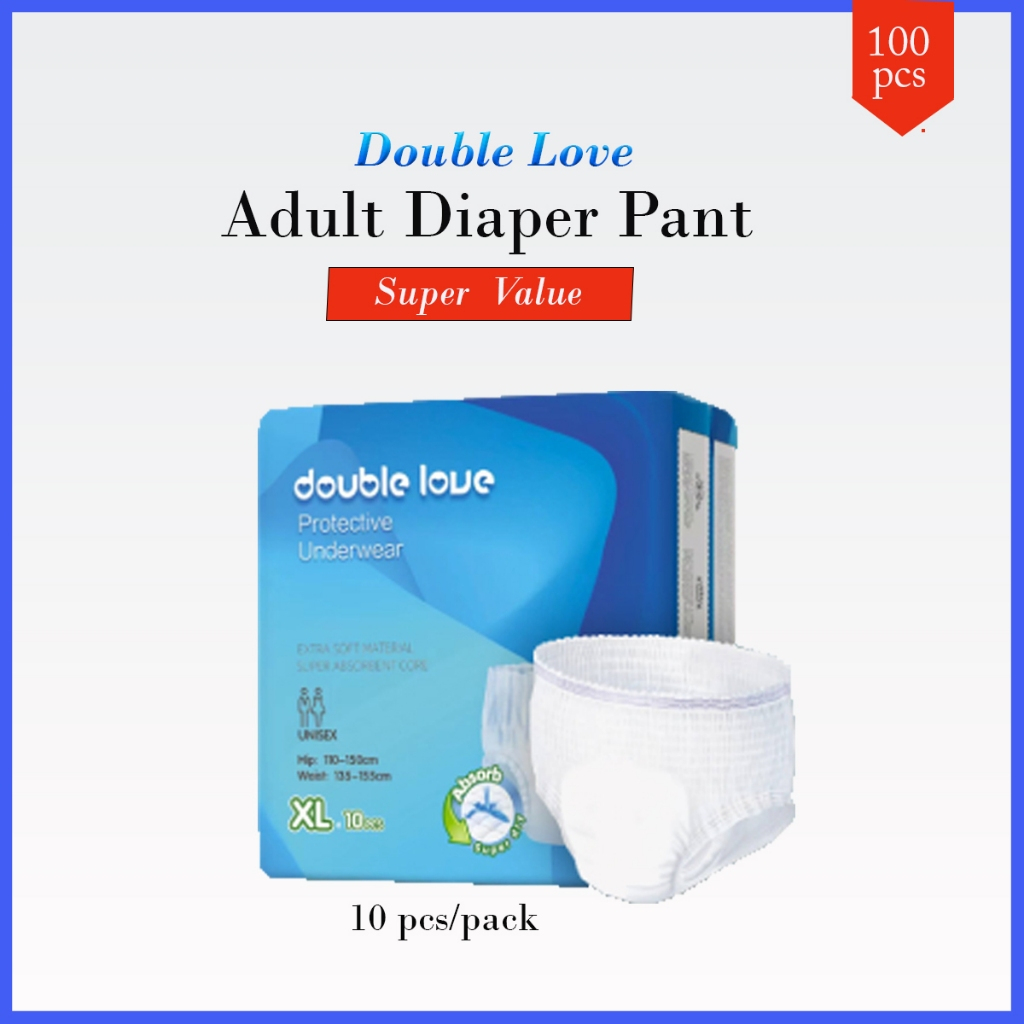 100 pcs Lampin Dewasa Double Love Adult Diaper Pant Doublelove Adult Diaper Lampin Murah Lampin ...