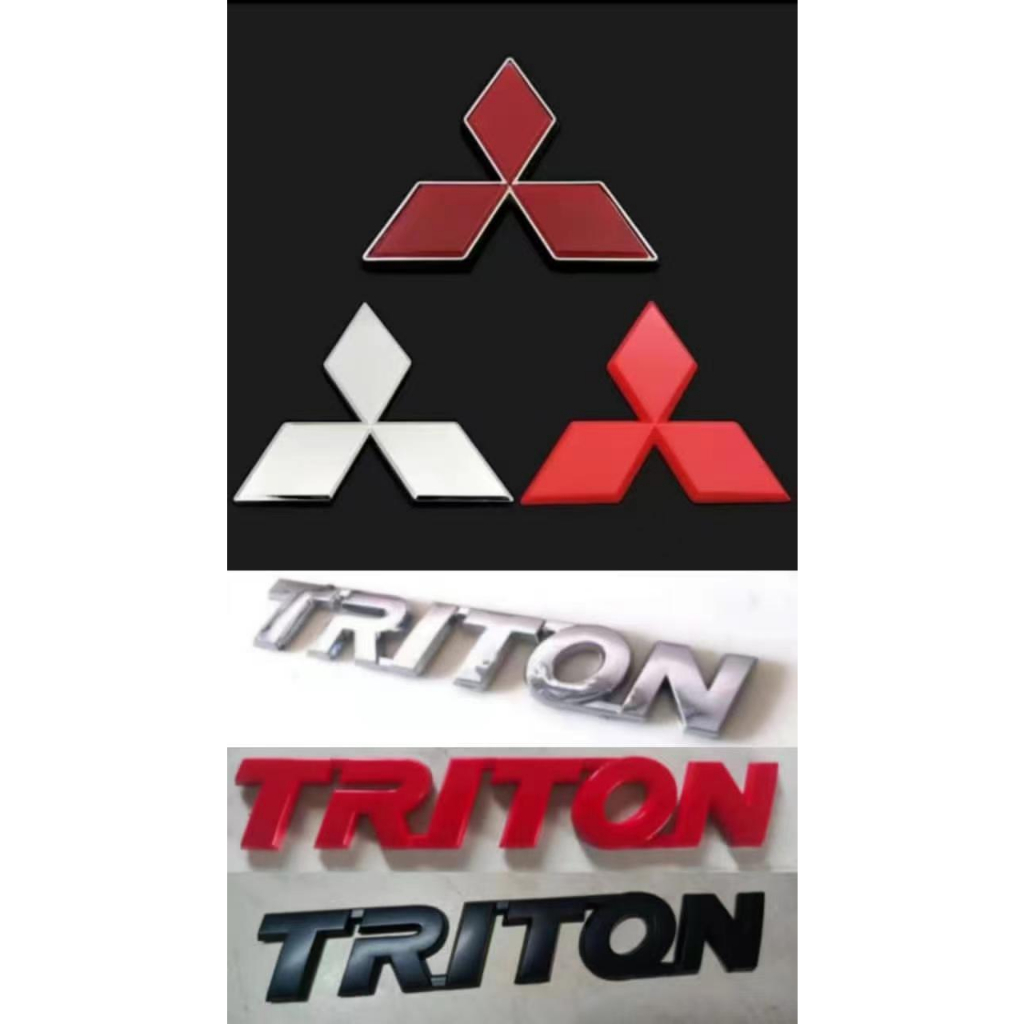 3D Black Silver Chrome Black Red Logo Emblem Mitsubishi Triton Car ...