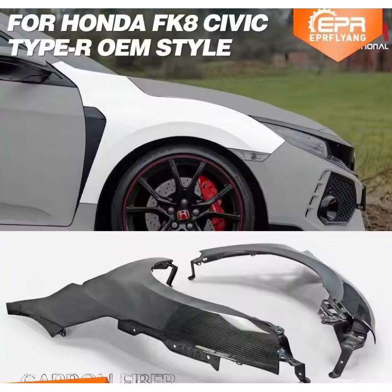 Honda Civic Type R FK8 hatchback carbon fiber wide front fender typer ...