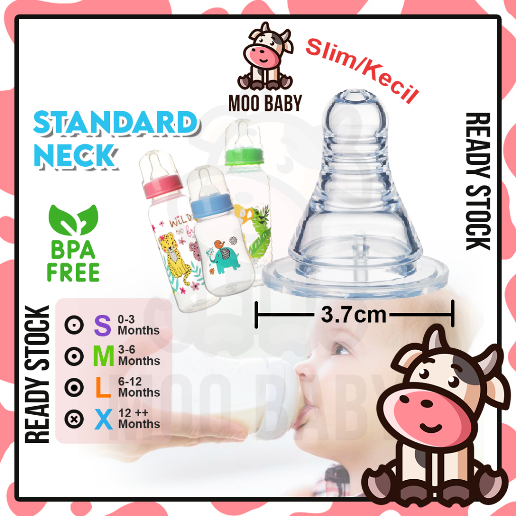 ⭐Moo Baby Puting Susu Slim Neck Puting X Cut Puting Botol Susu Murah Punting Botol Susu Botol ...