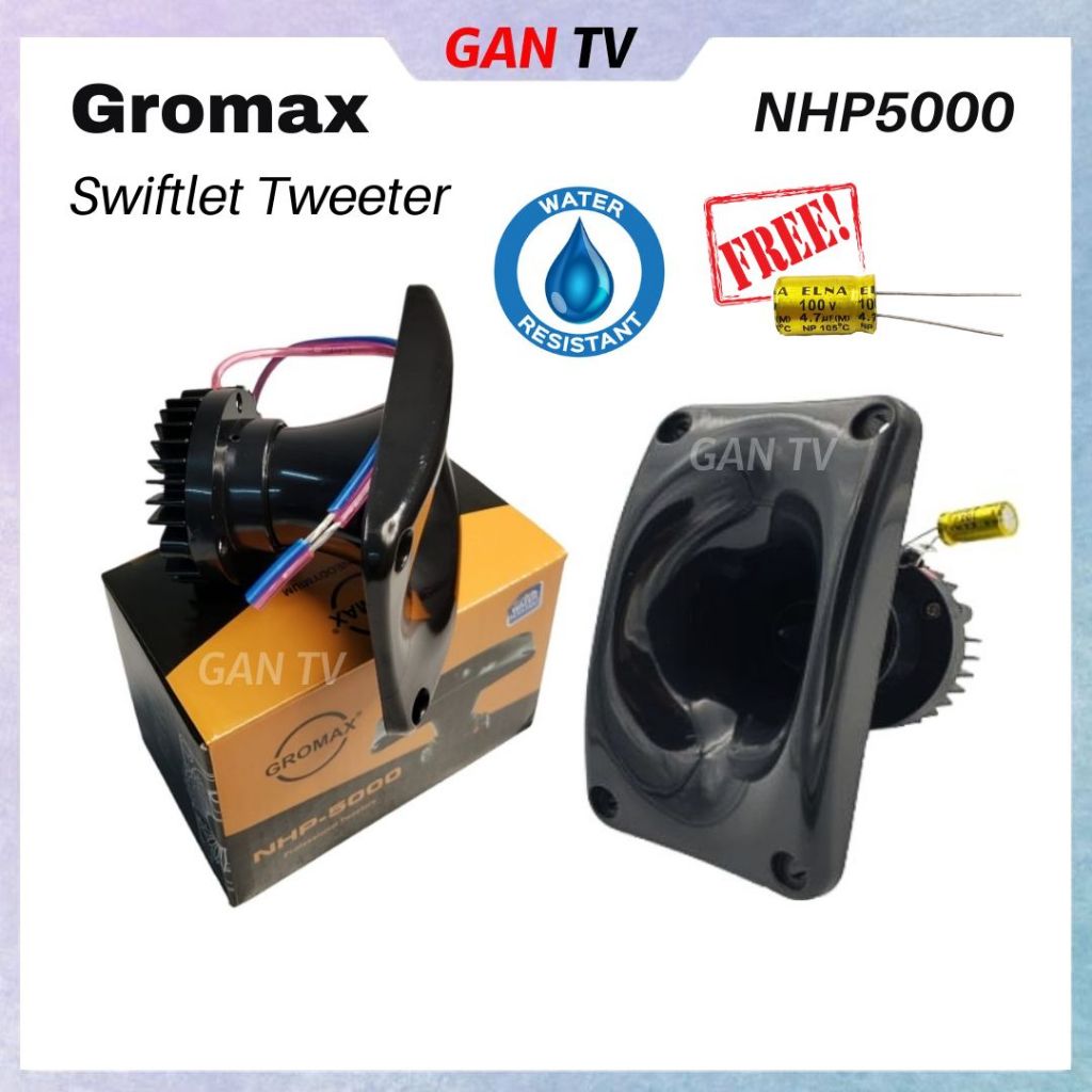 Gromax NHP5000 Water Resistant (Free Capacitor) Magnet Swiftlet Tweeter ...