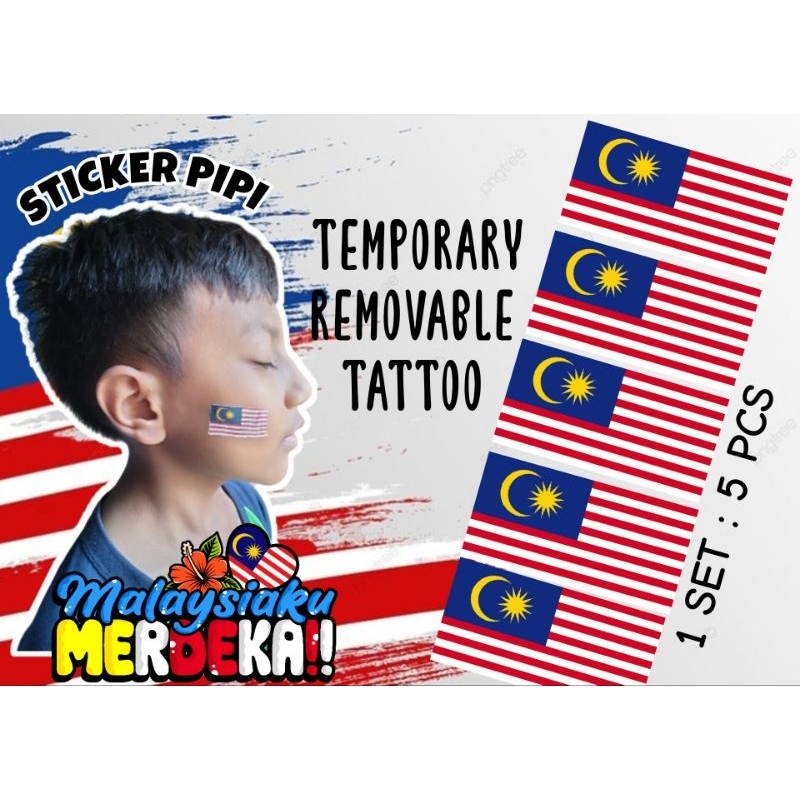 Sticker Pipi Temporary Removable Tattoo Bendera Malaysia Hari Merdeka ...