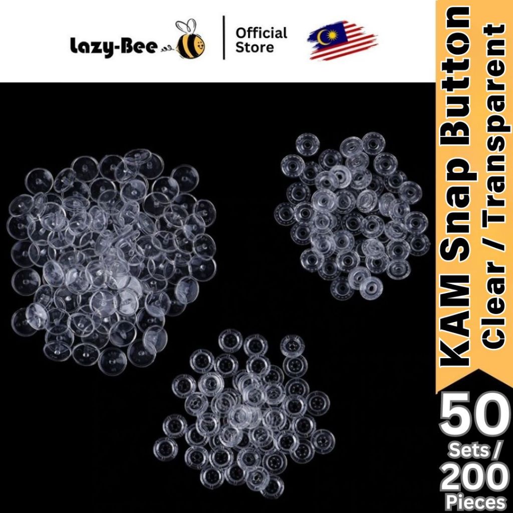 LAZY BEE Transparent Clear 50 Set 200 pcs T3 T5 T8 KAM Snap Button ...