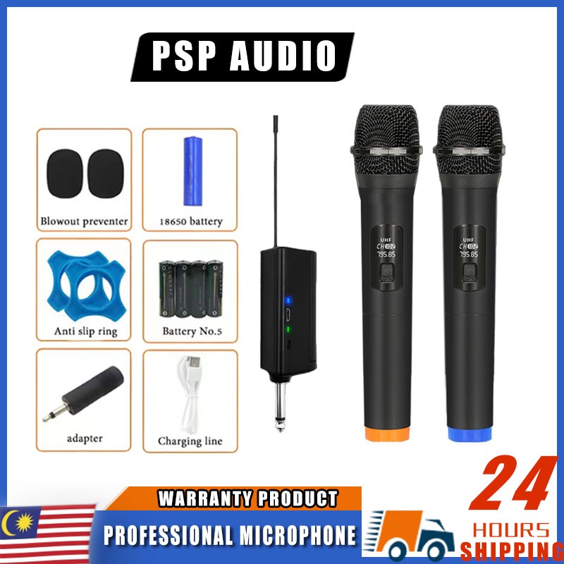 PSP wireless microphone uhf dual handheld Karaoke mikrofon | Shopee ...
