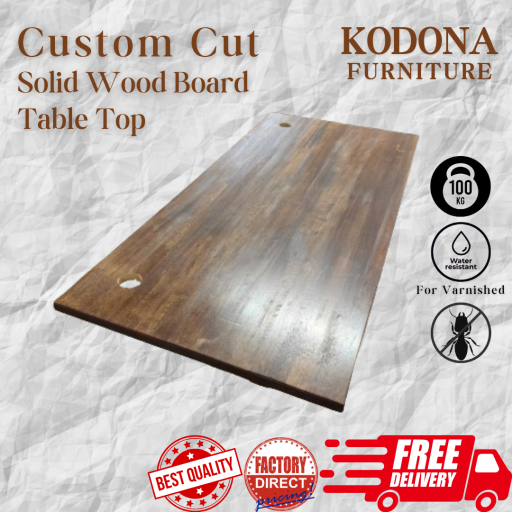 KODONA Custom Cut Solid Wood Table Top Solid Wood Board Kitchen Top Counter Top Kayu Meranti ...