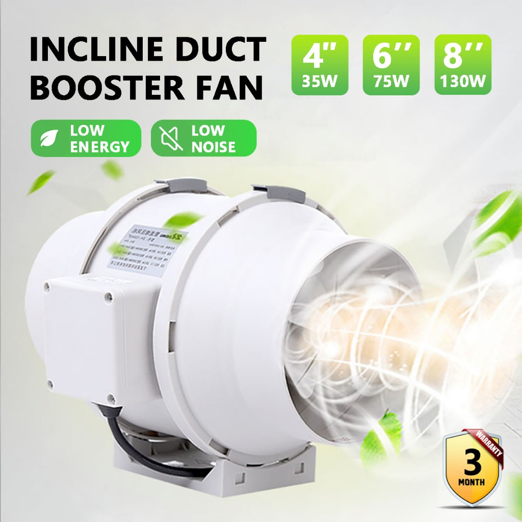 4"/ 6"/ 8" inch Exhaust Fan High Suction Extractor Fan Duct Booster Fan ...