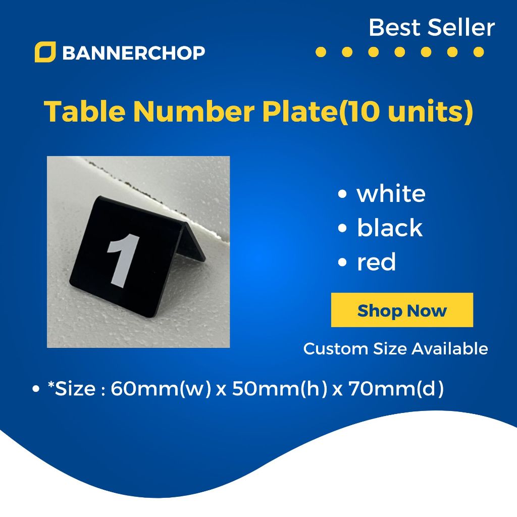 Table Number Plate Black/White/Red V shape (1set=10units) | Shopee Malaysia