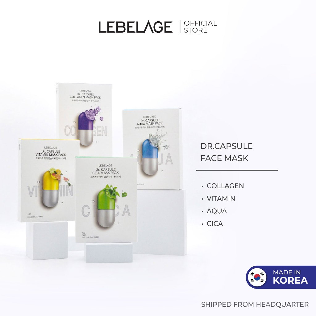 LEBELAGE Dr Capsule Face Mask - Collagen/Vitamin/Cica (1's/1 Box x 10's) | Shopee Malaysia
