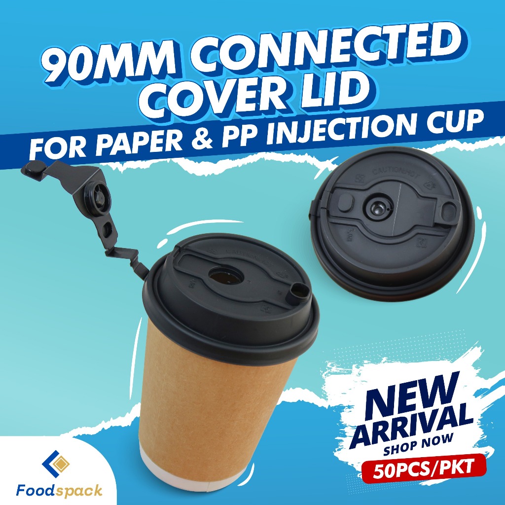 (50pcs) 90MM Black Connection Cover Lid for Paper Cup & PP Injection ...