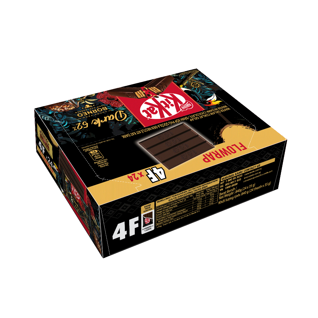 NESTLÉ KITKAT 4-Fingers Dark Borneo Chocolate Bar 24x35g | Shopee Malaysia